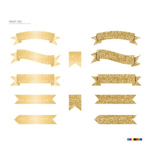 Banner Clip Art 'deluxe Gold' Golden Glitter Digital Clipart for Party ...