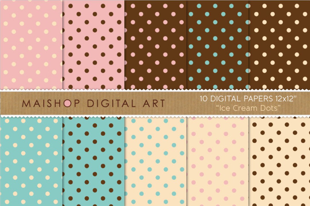 Polka Dots Digital Paper 'ice Cream Dots' Yellow - Etsy
