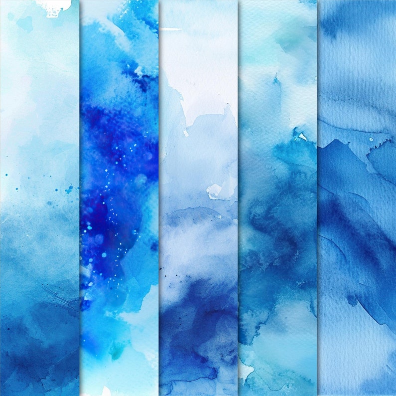 Indigo Blue Watercolor Digital Paper Printable Backgrounds Instant ...