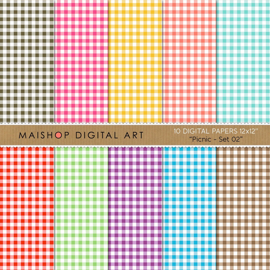Gingham Digital Paper Set I Printable Scrapbooking Papers I - Etsy