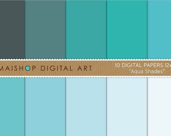 Digital Paper Aqua | Etsy