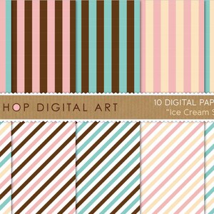 Digital Paper 'ice Cream Stripes' Vanilla Baby Pink | Etsy