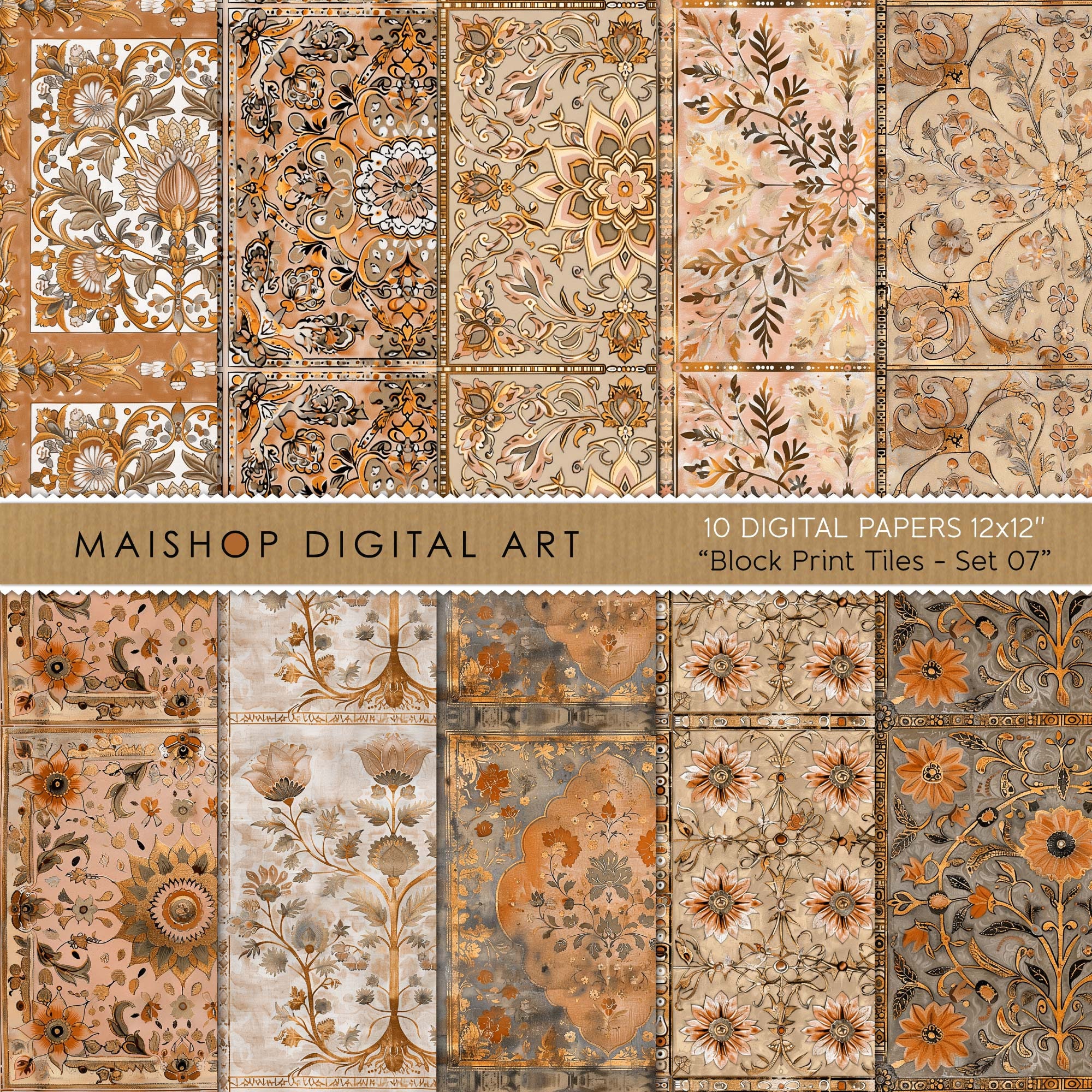 Boho Neutral Digital Papers • Seamless Pattern Designs • Printable ...