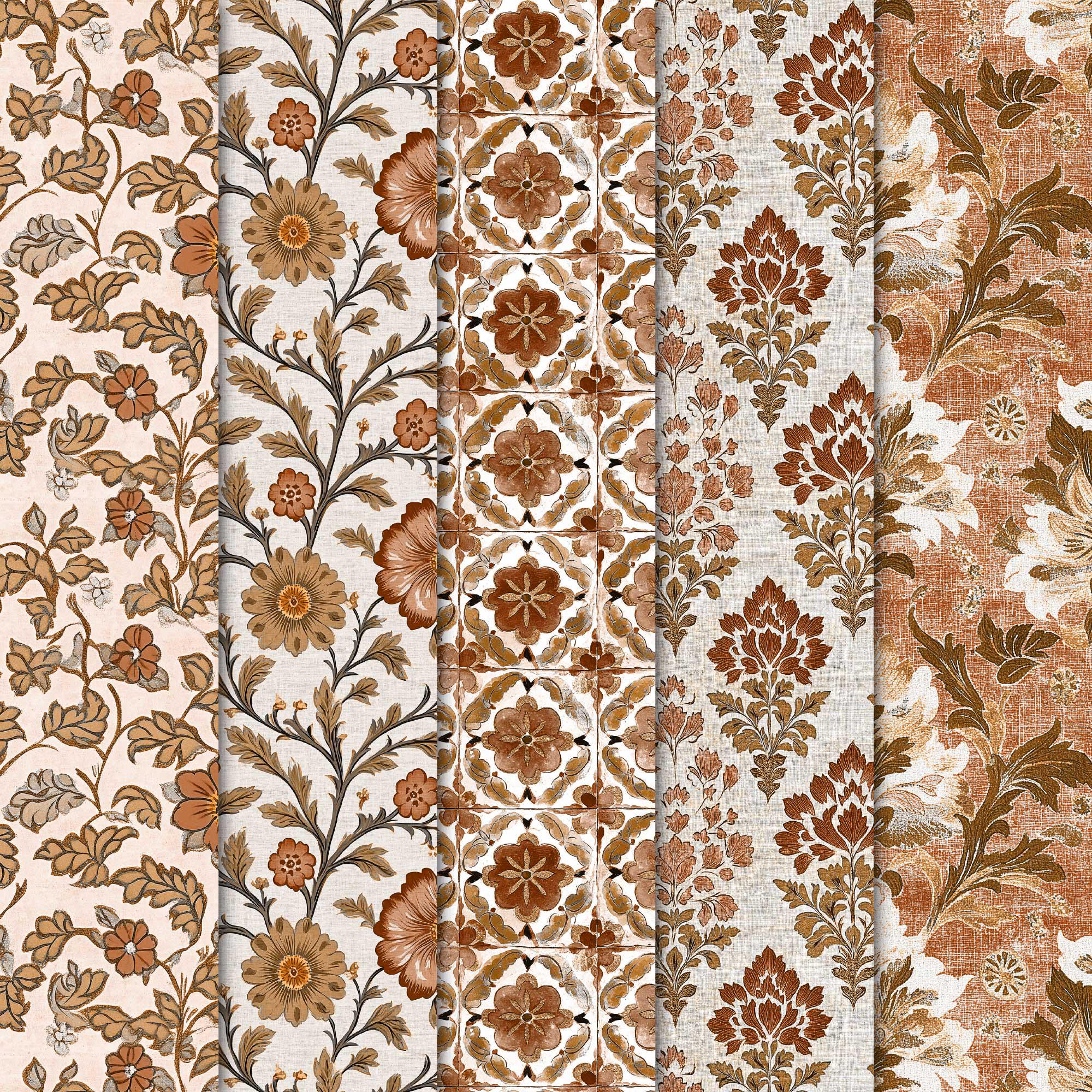 Seamless Digital Paper Pack • Earthy Textured Patterns With Tiles and ...