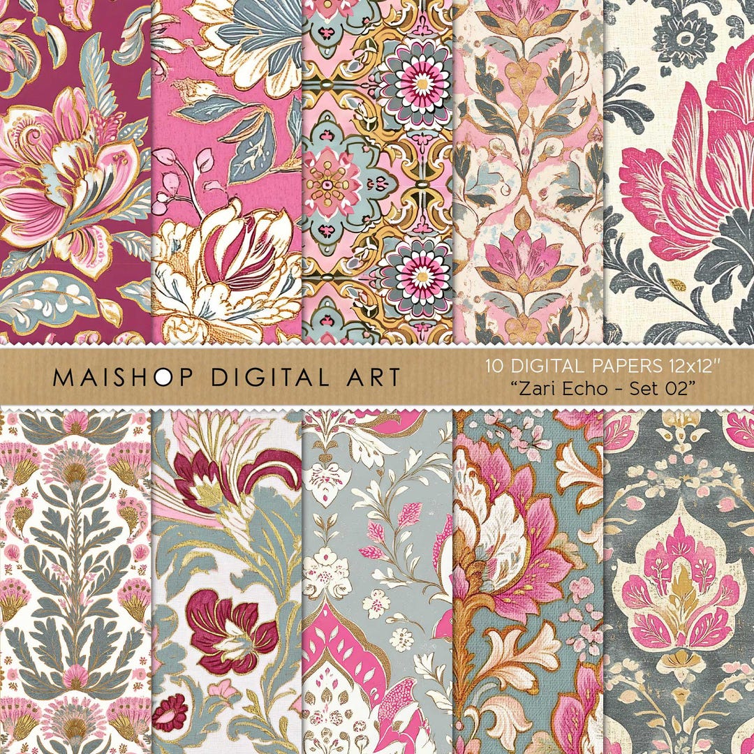 Bohemian Floral Seamless Papers • Boho Chic Scrapbook Backgrounds ...