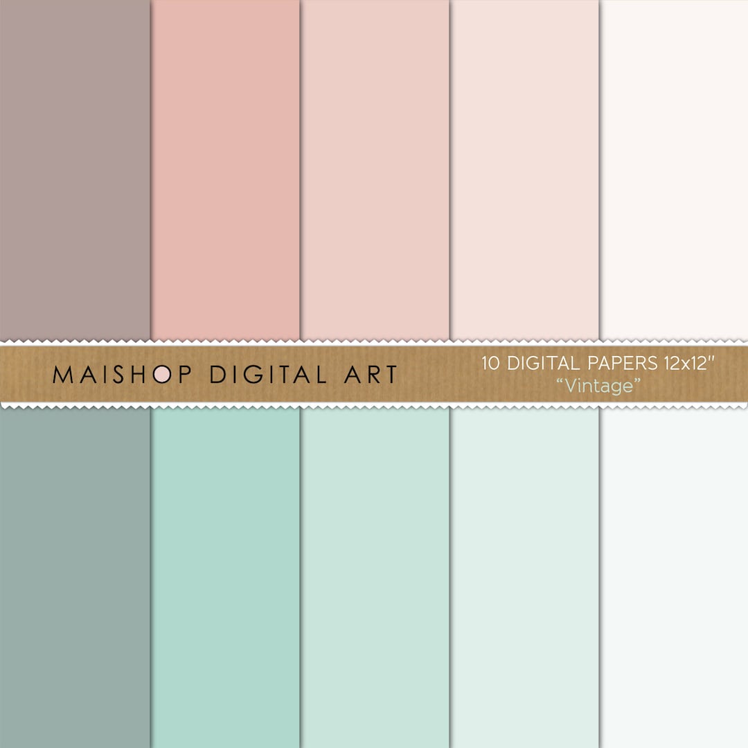 Solid Color Digital Paper I Pale Pink & Mint Green Plain Backgrounds I ...