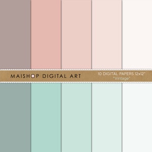 Solid Color Digital Paper I Pale Pink & Mint Green Plain Backgrounds I ...