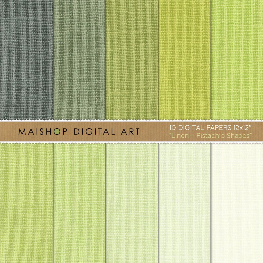 Green Digital Paper Linen I Printable Papers Instant Download I Digital ...