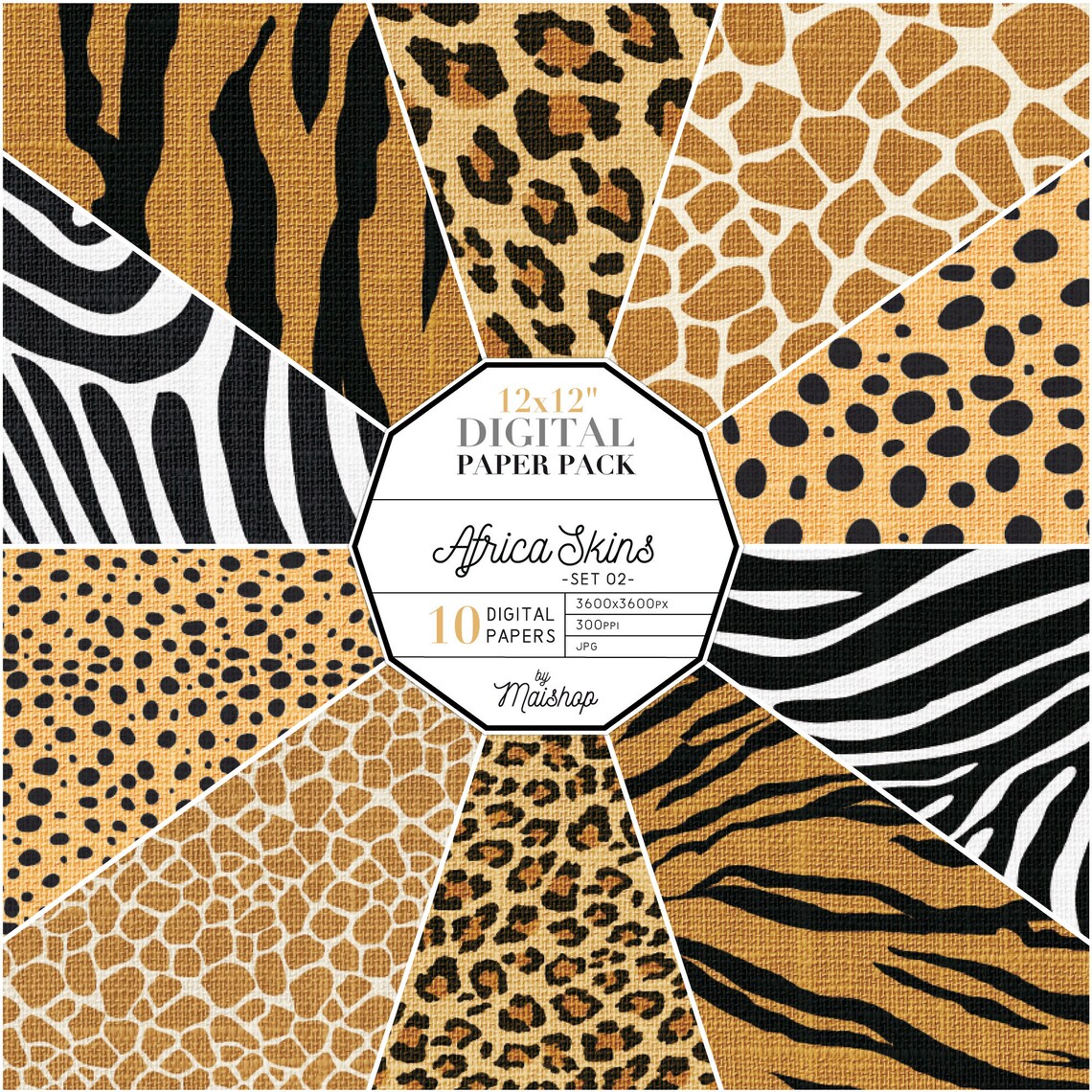 Animal Print Digital Paper I Printable Scrapbook Papers I Zebra, Tiger ...