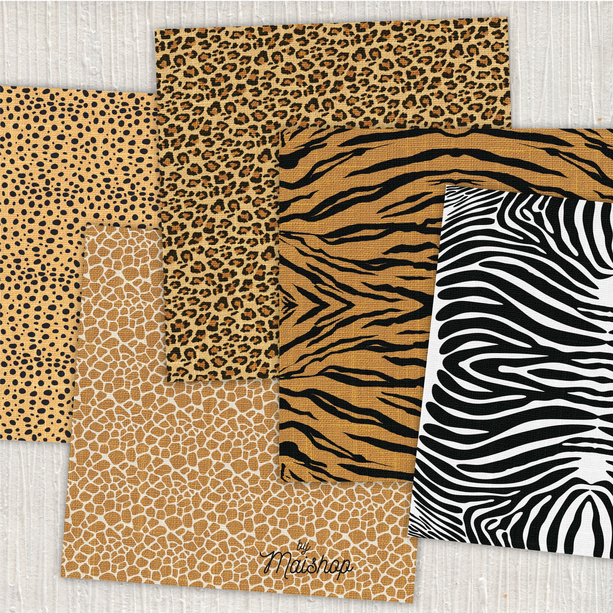 Animal Print Digital Paper I Printable Scrapbook Papers I Zebra, Tiger ...