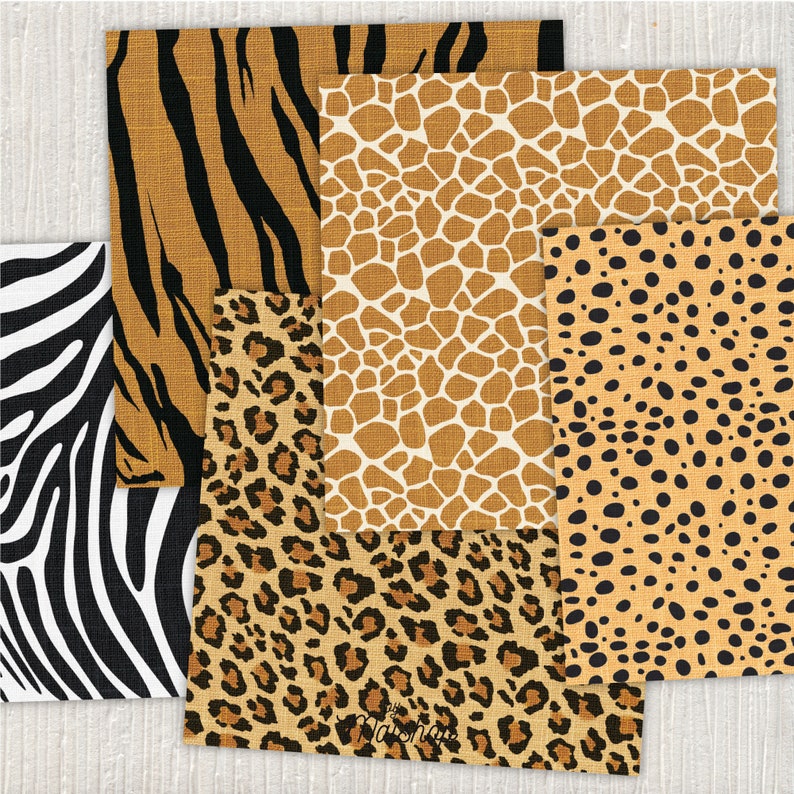 Animal Print Digital Paper I Printable Scrapbook Papers I Zebra, Tiger ...