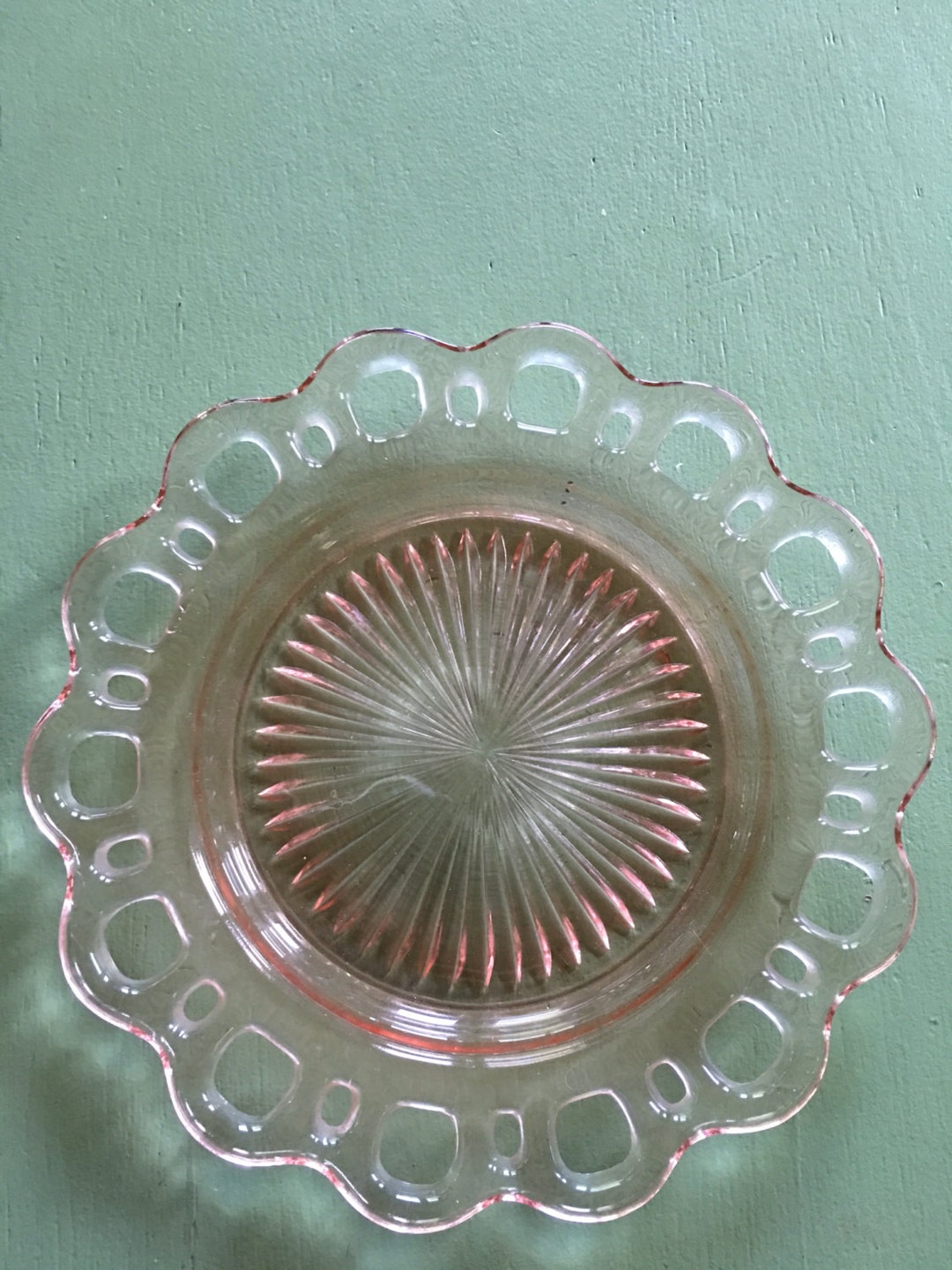Vintage Pink Plate With Open Lace Edge - Etsy