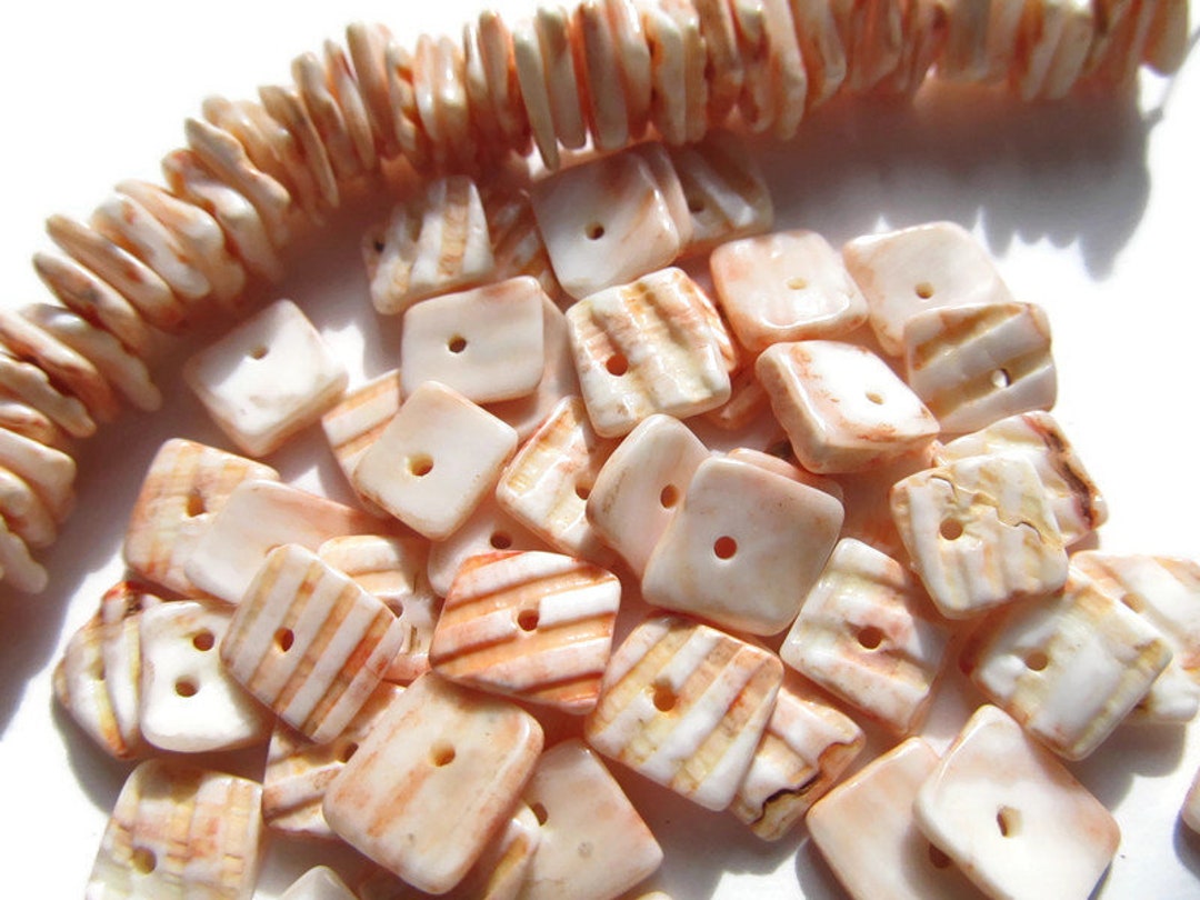 Shell Beads Pink Square Seashell Beads Dyed Shell With - Etsy