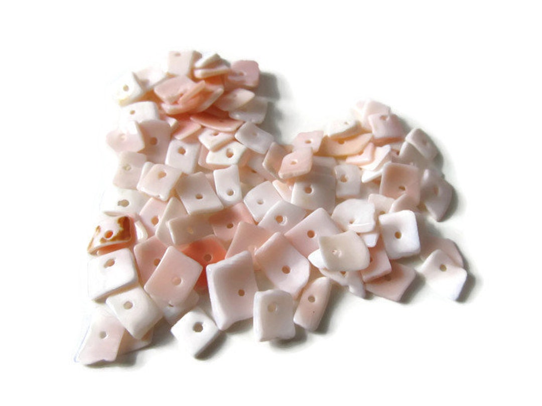Square Pink Shell Beads Cut Seashells With Holes 45 Beads - Etsy
