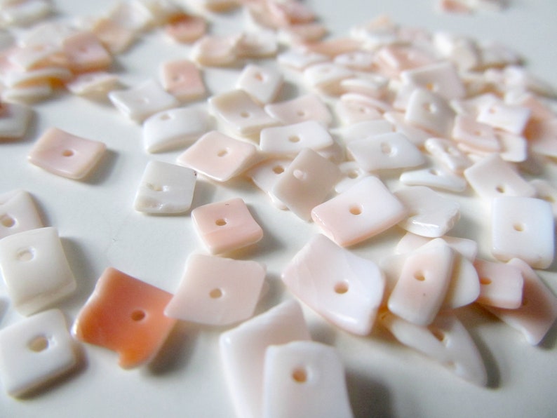 Square Pink Shell Beads Cut Seashells With Holes 45 Beads - Etsy