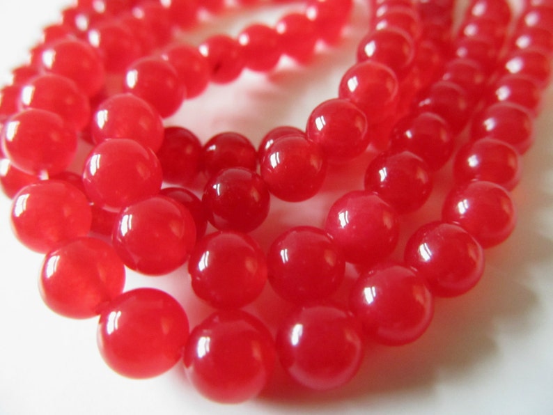 Red Jade Beads Dyed Bright Red Gemstone Bright Gem Beads - Etsy