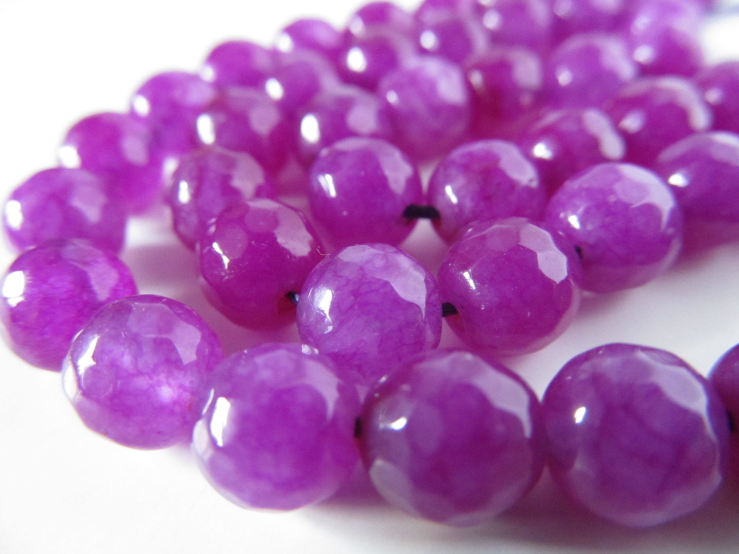 Purple Jade Faceted Beads Pretty Sparkling Gemstone Beads One Strand ...