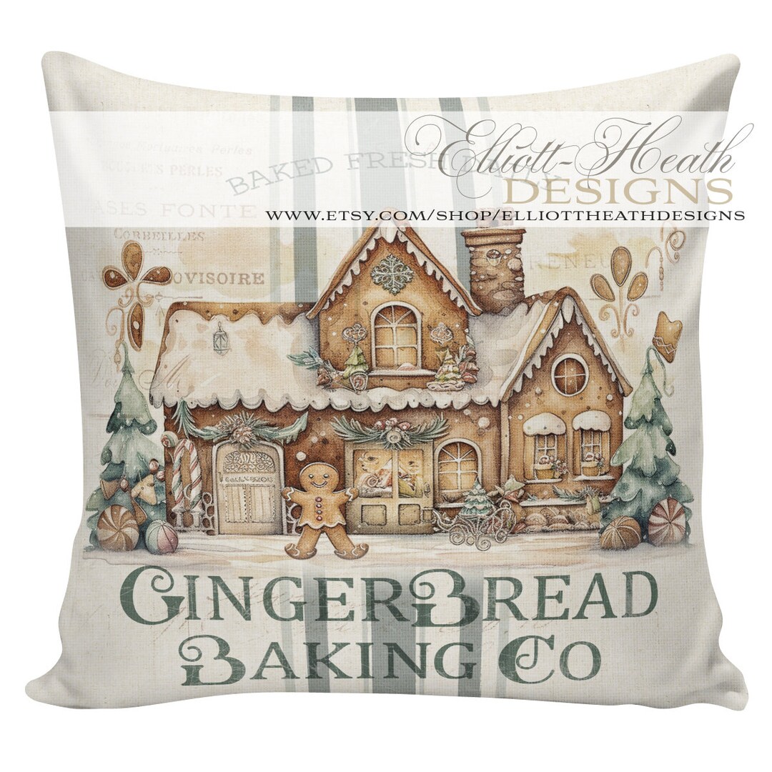 Peppermint Christmas Pillows, Gingerbread House Pillows, Holiday Decor ...
