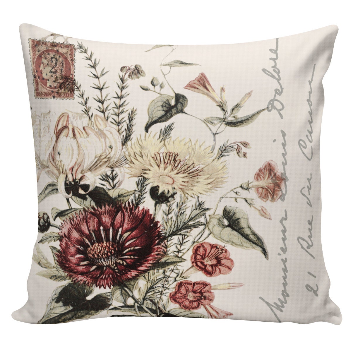 Home Decor Pillow Cushion Spring Botanical French Floral | Etsy