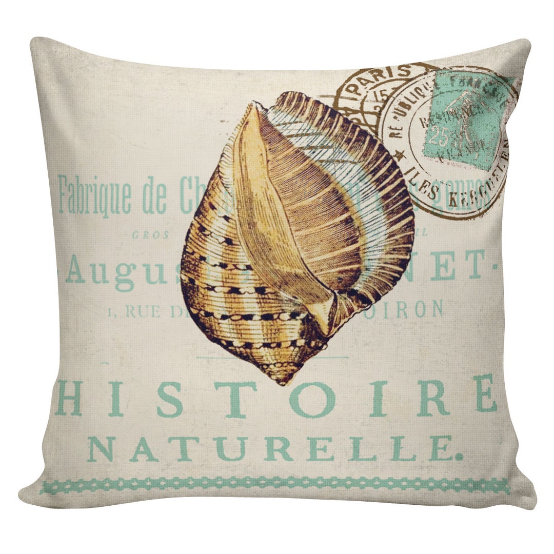 Nautical Pillow, Shell Pillow, Beach Pillow, French, Seashells ...