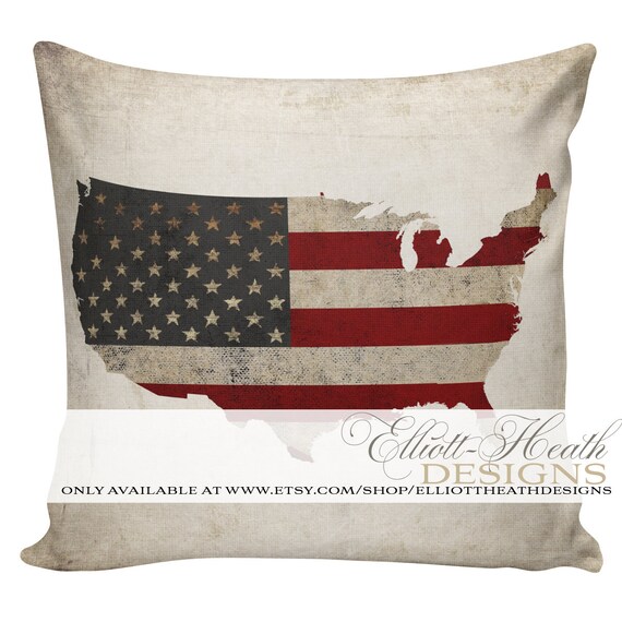 American Pillow Vintage American Flag United States Map - Etsy