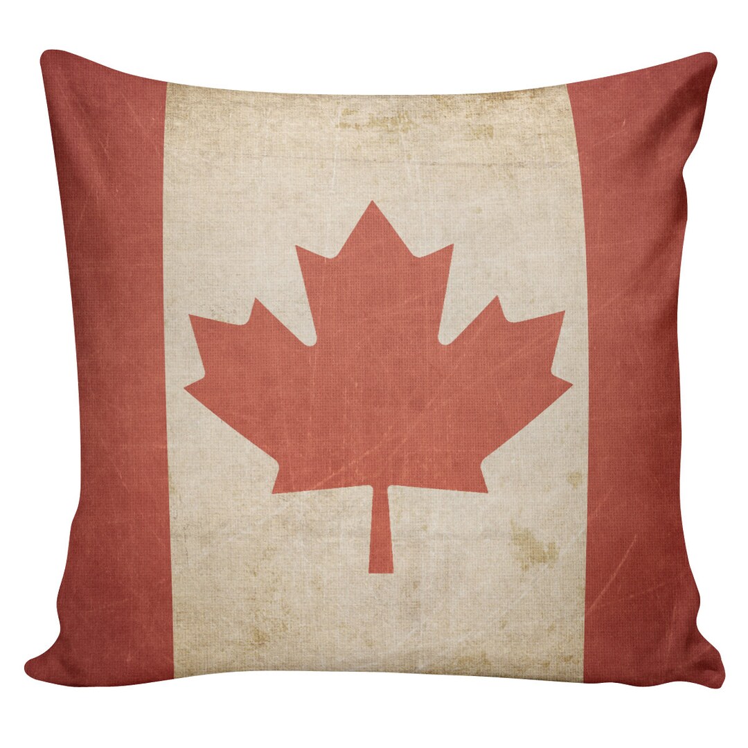 Throw Pillow Cover, Vintage Canada Canadian Flag Maple Pillow Burlap ...