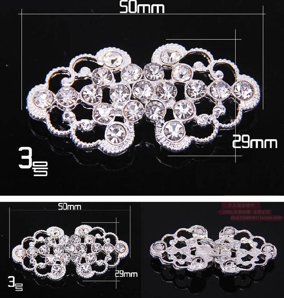 Flower Clasp, Vintage Clasp, Rhinestone Crystal Clasp, Sweater Clasp ...