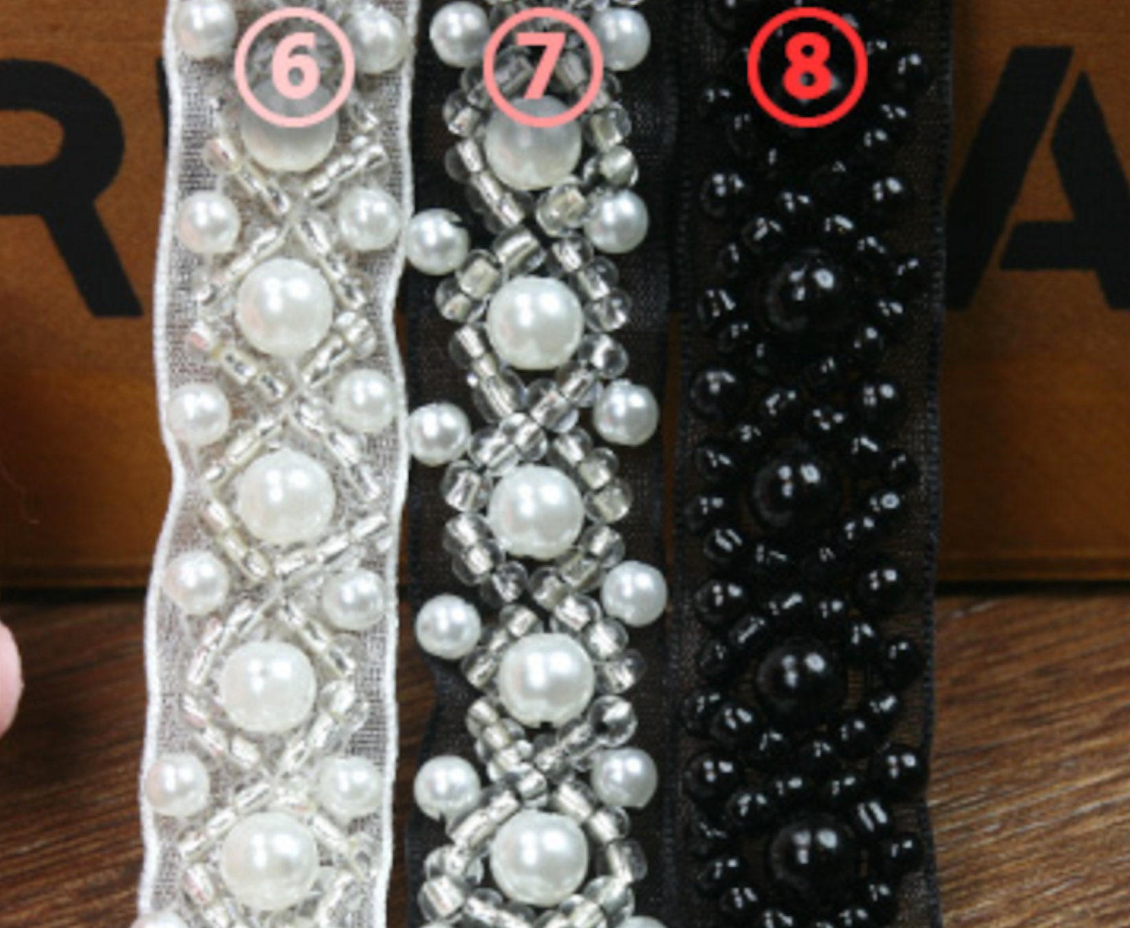 1 Yard Black pearl trim White pearl trim Bridal pearl | Etsy