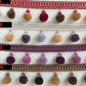 1 Meter Fluffy Ball Trim, Pom Pom Trim, Cotton Trim, Pom Pom Fringe ...