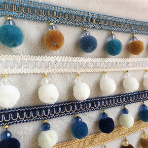1 Meter Fluffy Ball Trim, Pom Pom Trim, Cotton Trim, Pom Pom Fringe ...