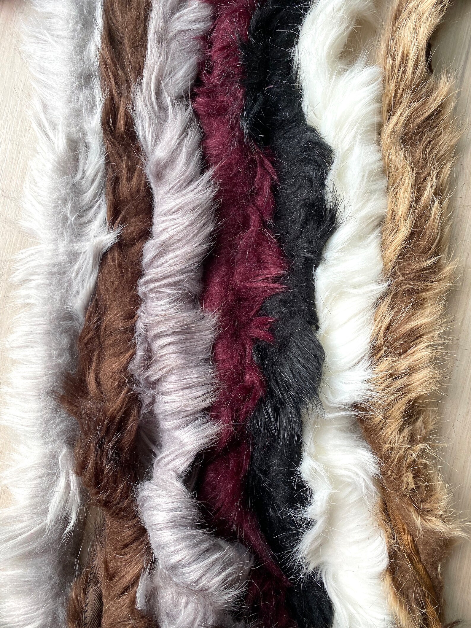 Faux Fur Fringe Trim: 7-8cm Wide, Burgundy, Pink, Grey, Purple, White ...