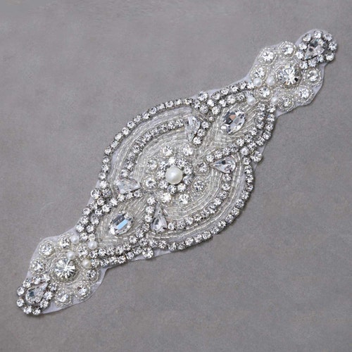 Pearl Applique Rhinestone Applique Beaded Wedding Applique | Etsy