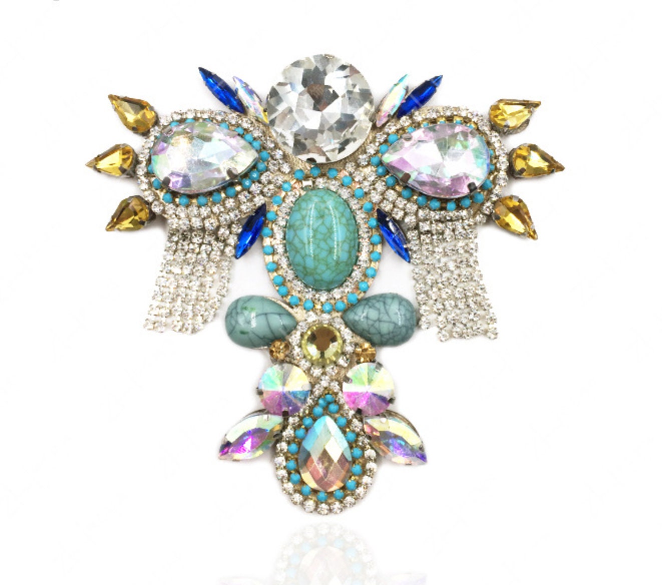 Blue Turquoise Stone Crystal Applique Shoes Applique Vintage | Etsy