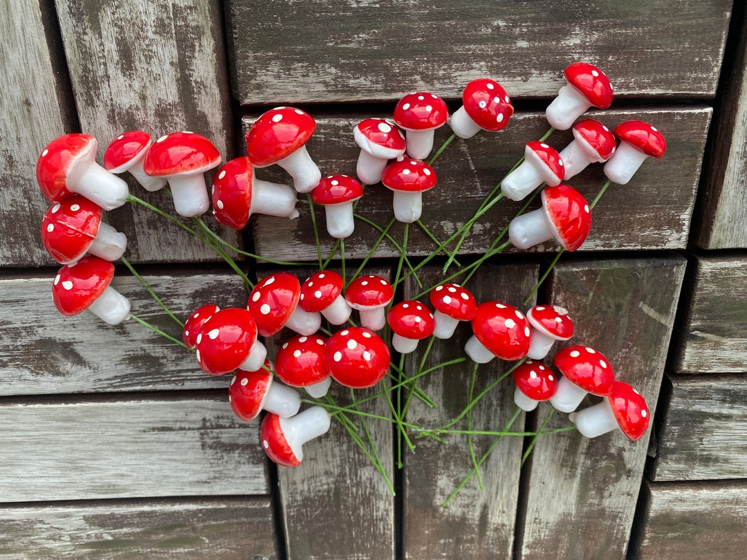 30 Pcs-red and White Dot Mushrooms, Foam Mushrooms, Artificial ...