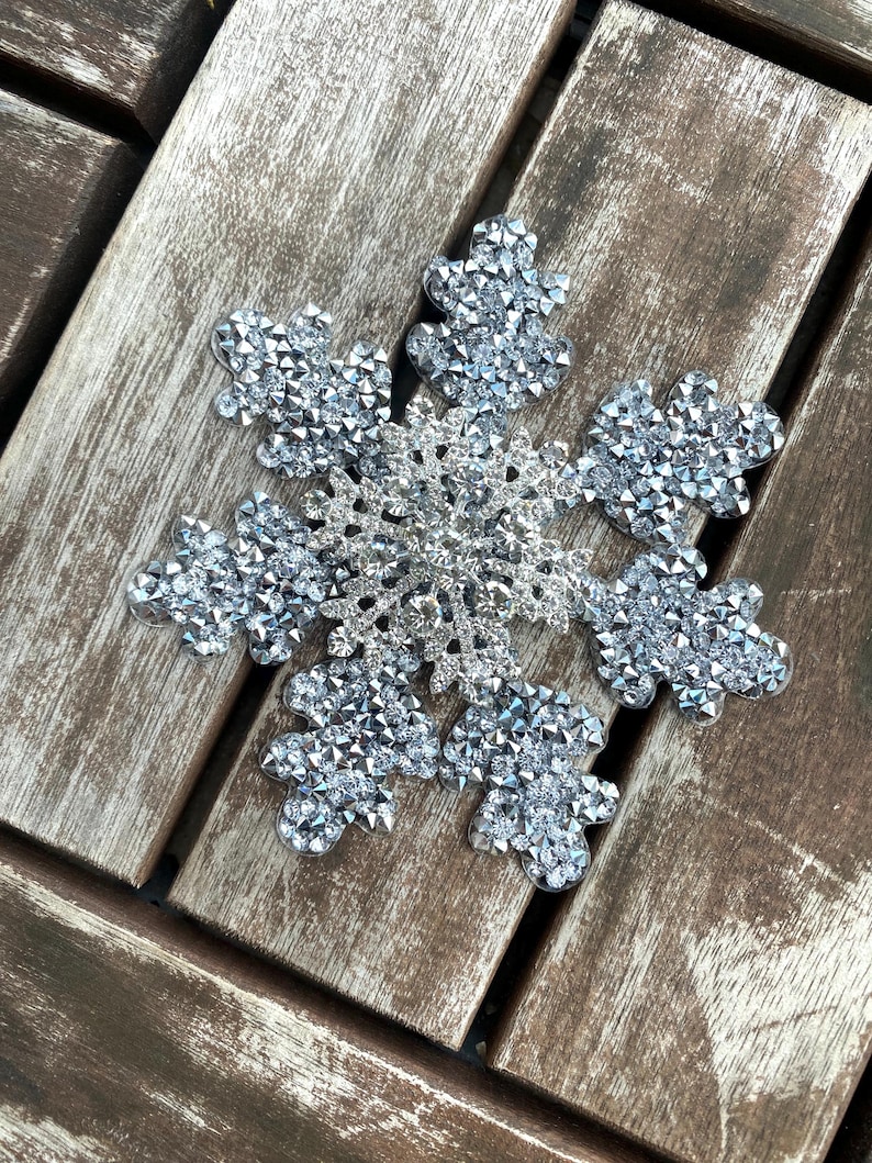 Crystal Rhinestone Snowflake Applique - Winter Embellishment (3.74") - Etsy