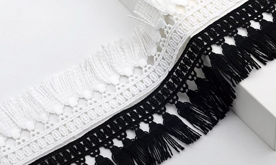 2 Meters Black or White or Cream Ivory Tassel Trim Long - Etsy