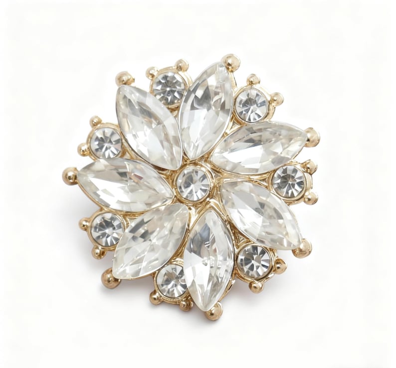 4/6 Piece Rhinestone Flower Buttons: Gold/silver/gun Black Crystal ...