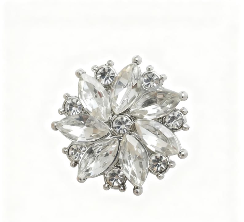 4/6 Piece Rhinestone Flower Buttons: Gold/silver/gun Black Crystal ...