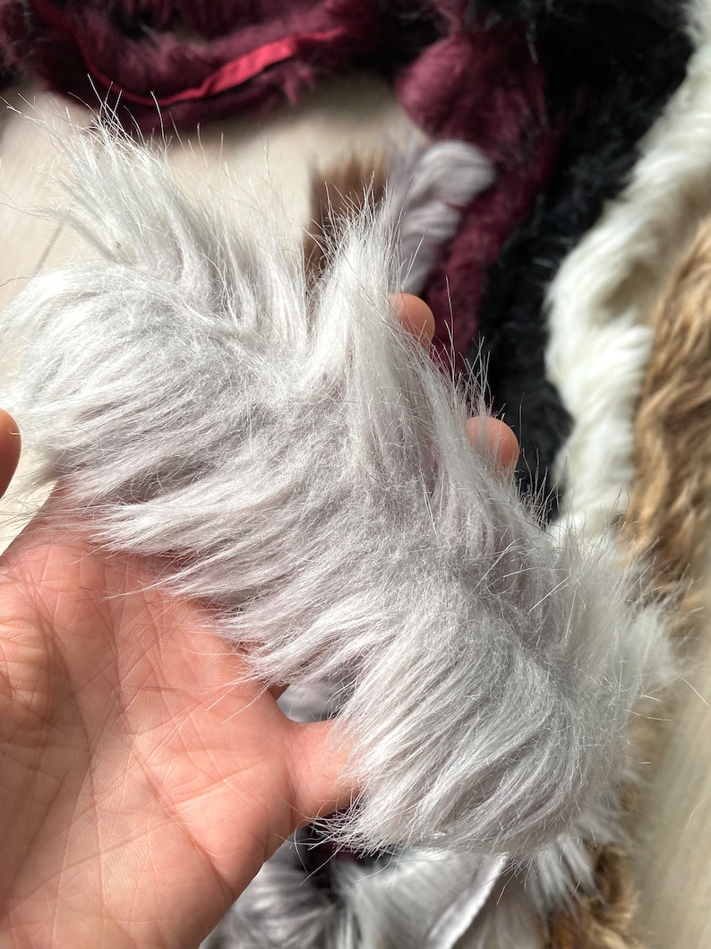 Faux Fur Fringe Trim: 7-8cm Wide, Burgundy, Pink, Grey, Purple, White ...
