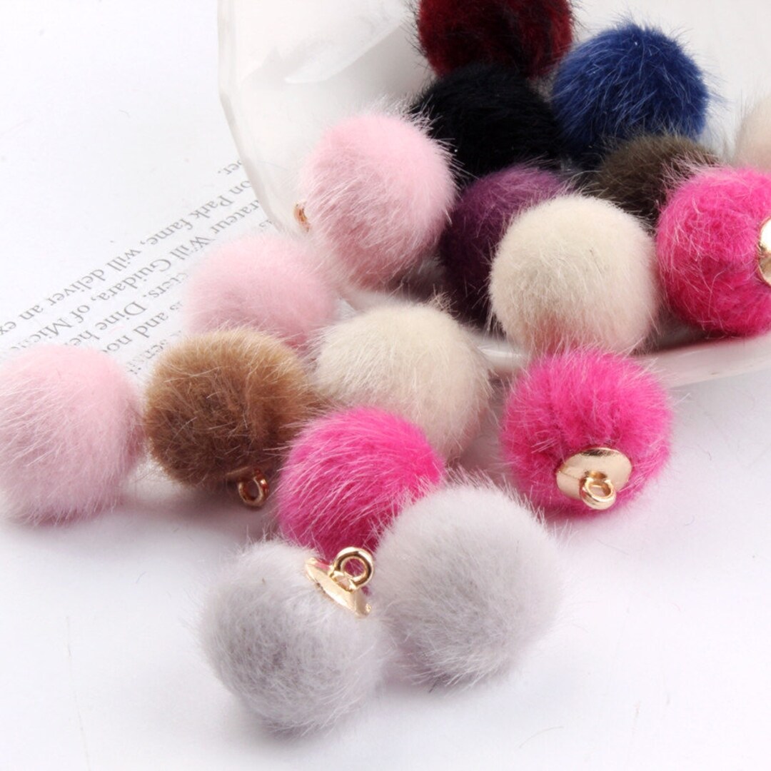 10pieces, Pom Pom Earrings Pendants, Furry Pom Pom, Faux Fur Pom Pom ...