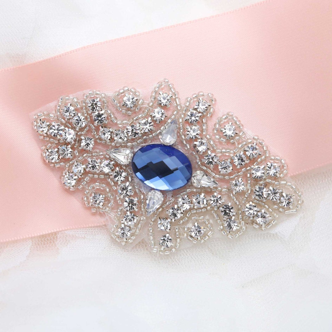 Blue Rhinestone Applique, Crystal Applique, Wedding Belt Applique ...