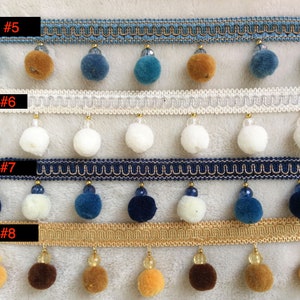 1 Meter Fluffy Ball Trim, Pom Pom Trim, Cotton Trim, Pom Pom Fringe ...