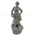 Antique French Metal Sculpture of Fisherwoman, Vintage Statue Figurine ...
