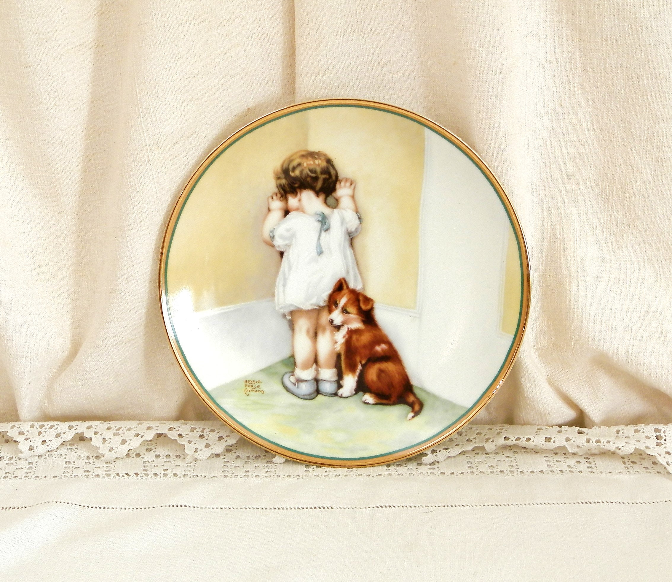 Vintage Collectible Numbered Porcelain Plate by American Artist Bessie ...