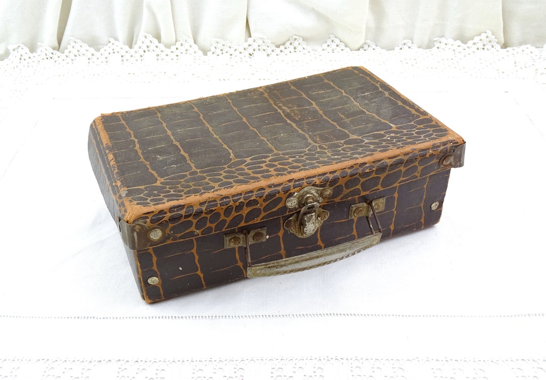 Small Antique French Suitcase With Fake Crocodile Scales Made of ...