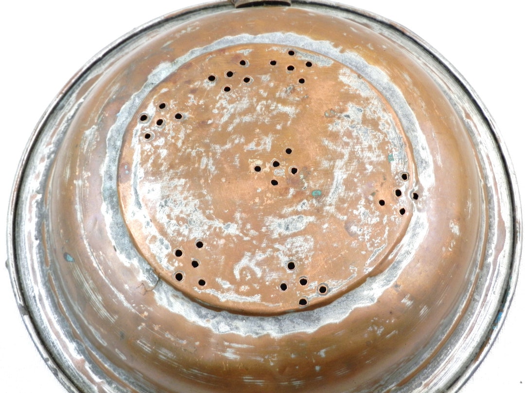 French Antique Hand Crafted 19th C Tin Lined Copper Strainer / Colander ...