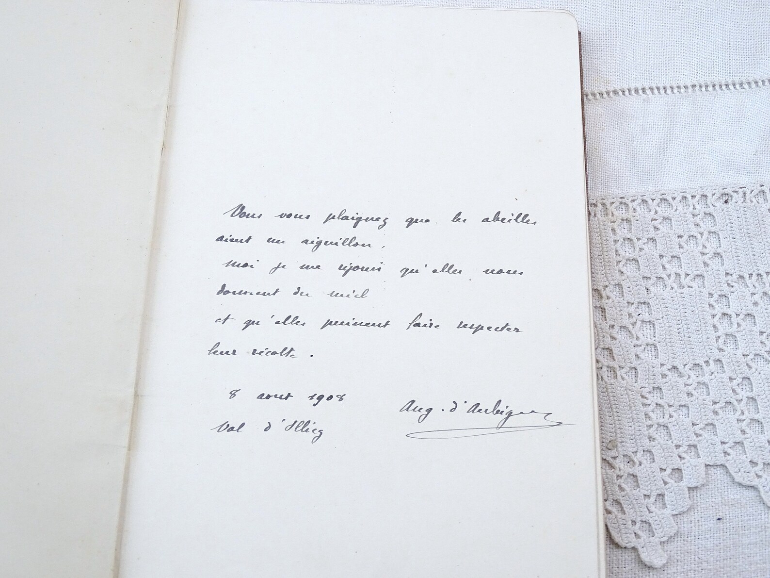 Antique Early 1900s French Hardback Writing Pad for Poems 3 Used Pages ...