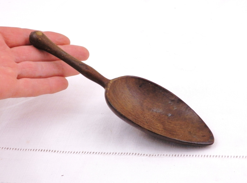 French Antique Treen Dark Wooden Spoon Retro Country - Etsy