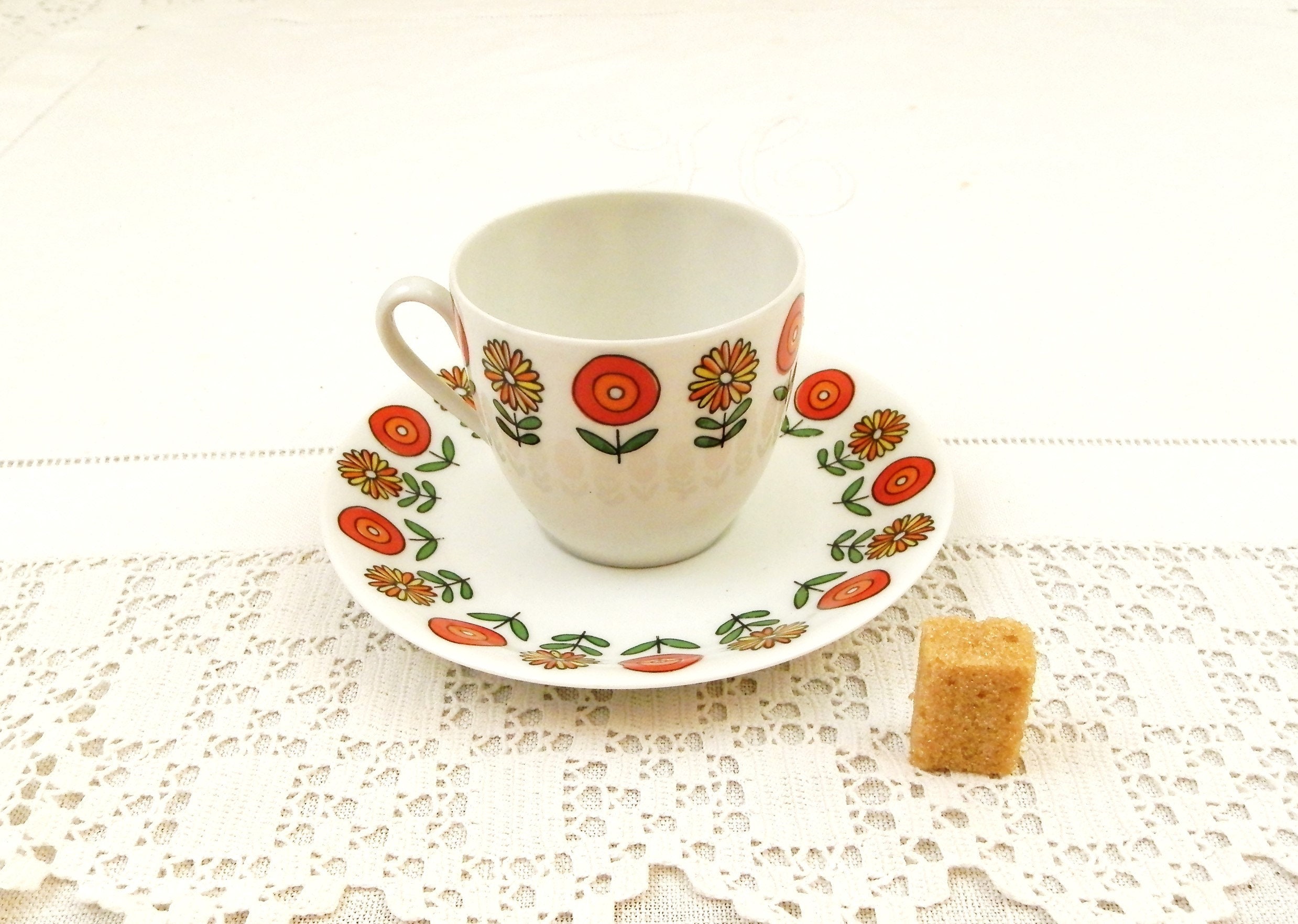 1 Vintage Mid Century 1960s French Porcelain China Tea Cup and Saucer ...