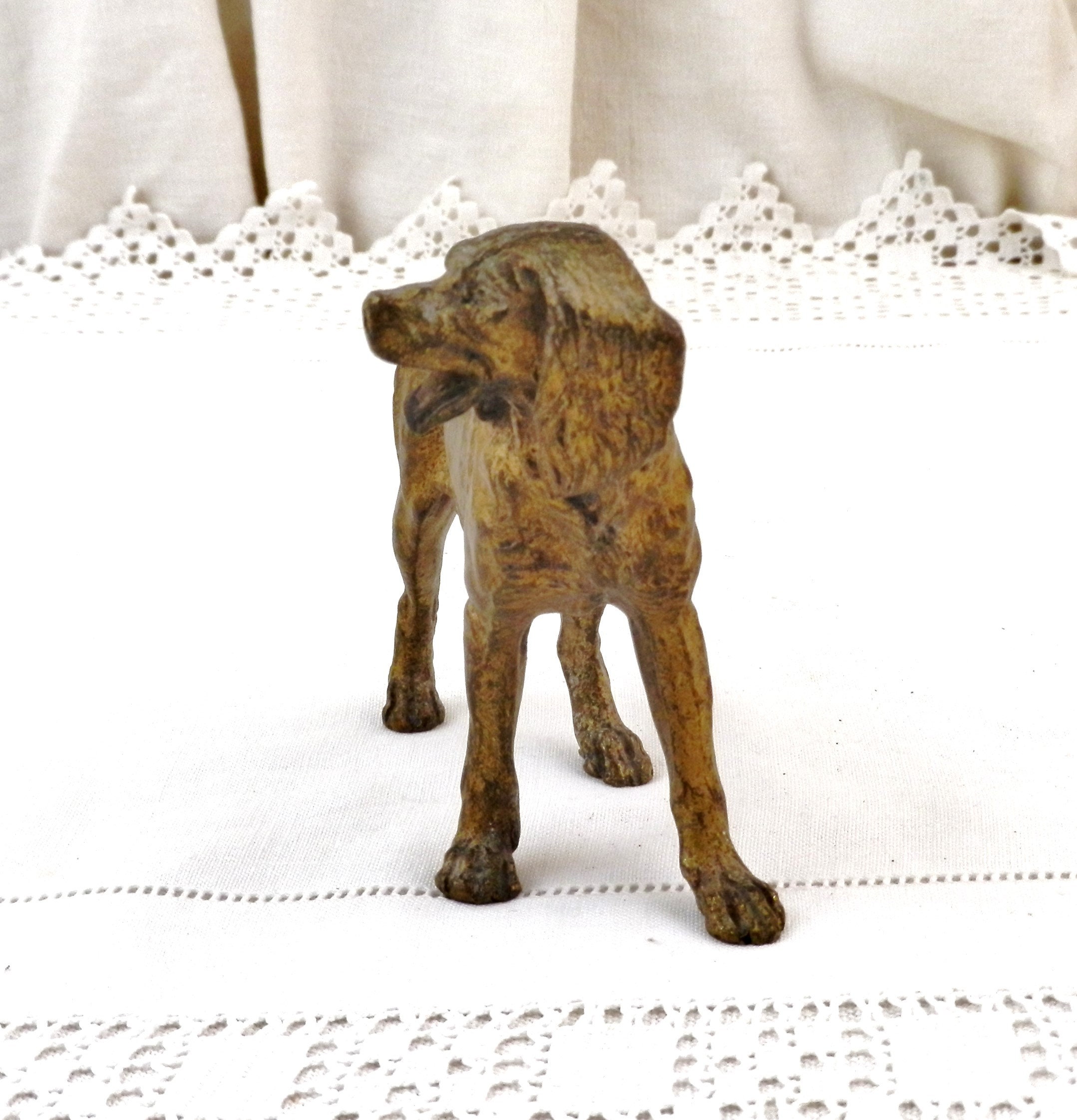 French Antique Gold Gilded Cast Bronze English Setter Dog Figurine ...